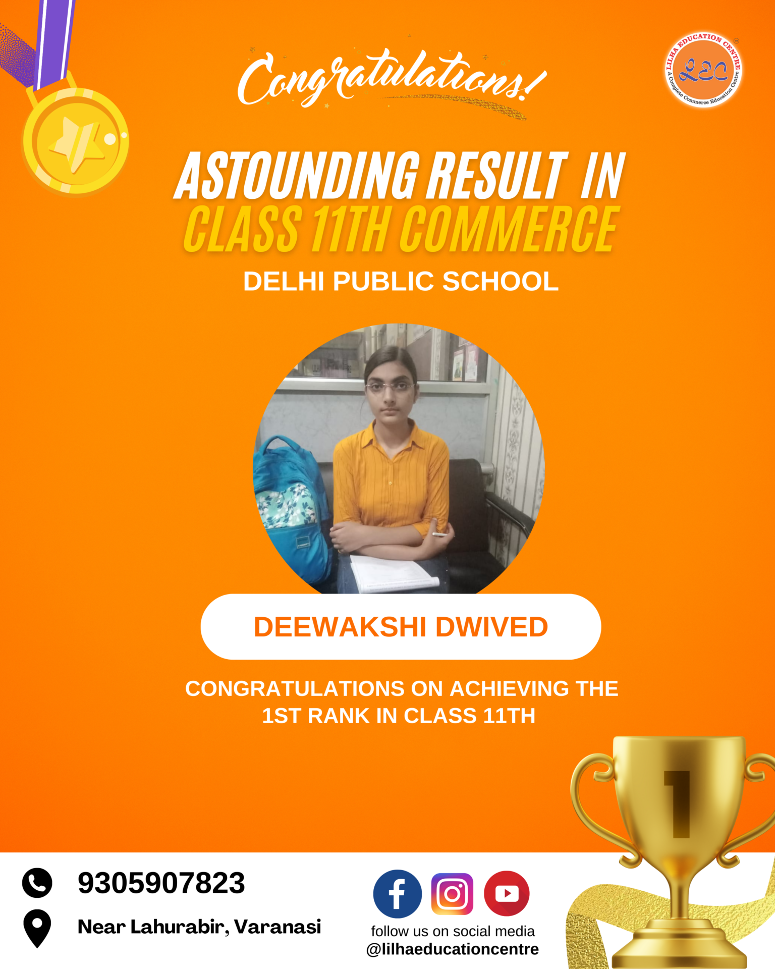 Our Class 11th Toppers - Lilha Education Centre CA, CS, Commerce Coaching in Varanasi